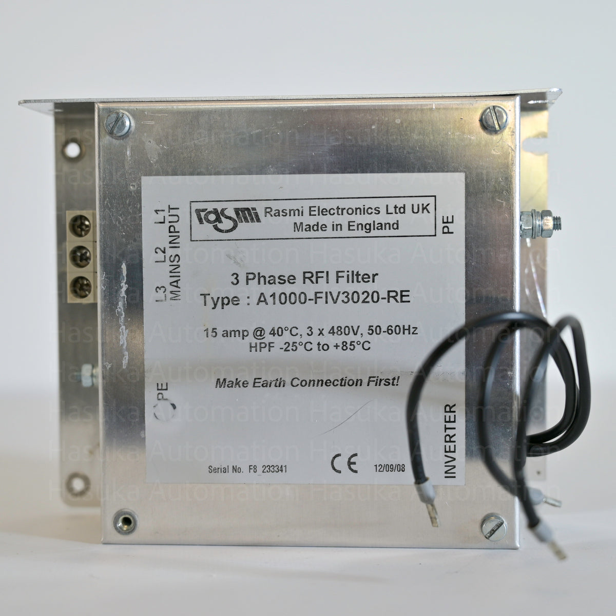 A1000-FIV3020-RE 3 Phase RFI Filter Rasmi – Hasuka Automation